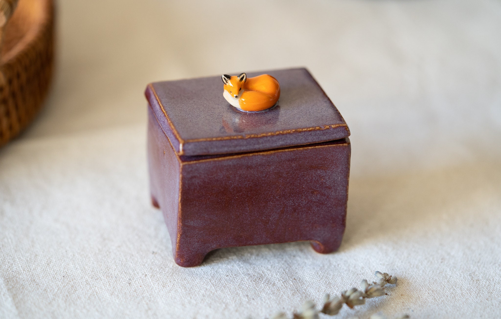 Handmade Ceramic Box With Fox - Etsy