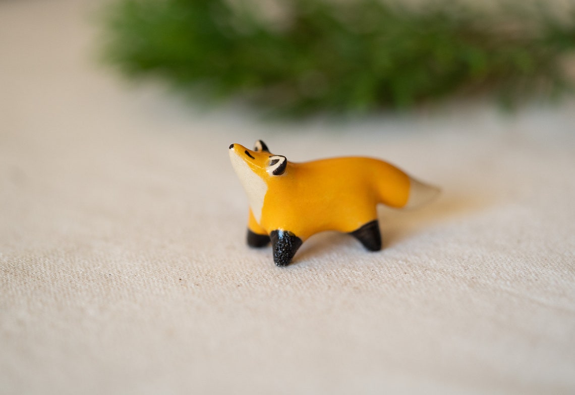 Handmade Ceramic Mini Fox Figurine - Etsy