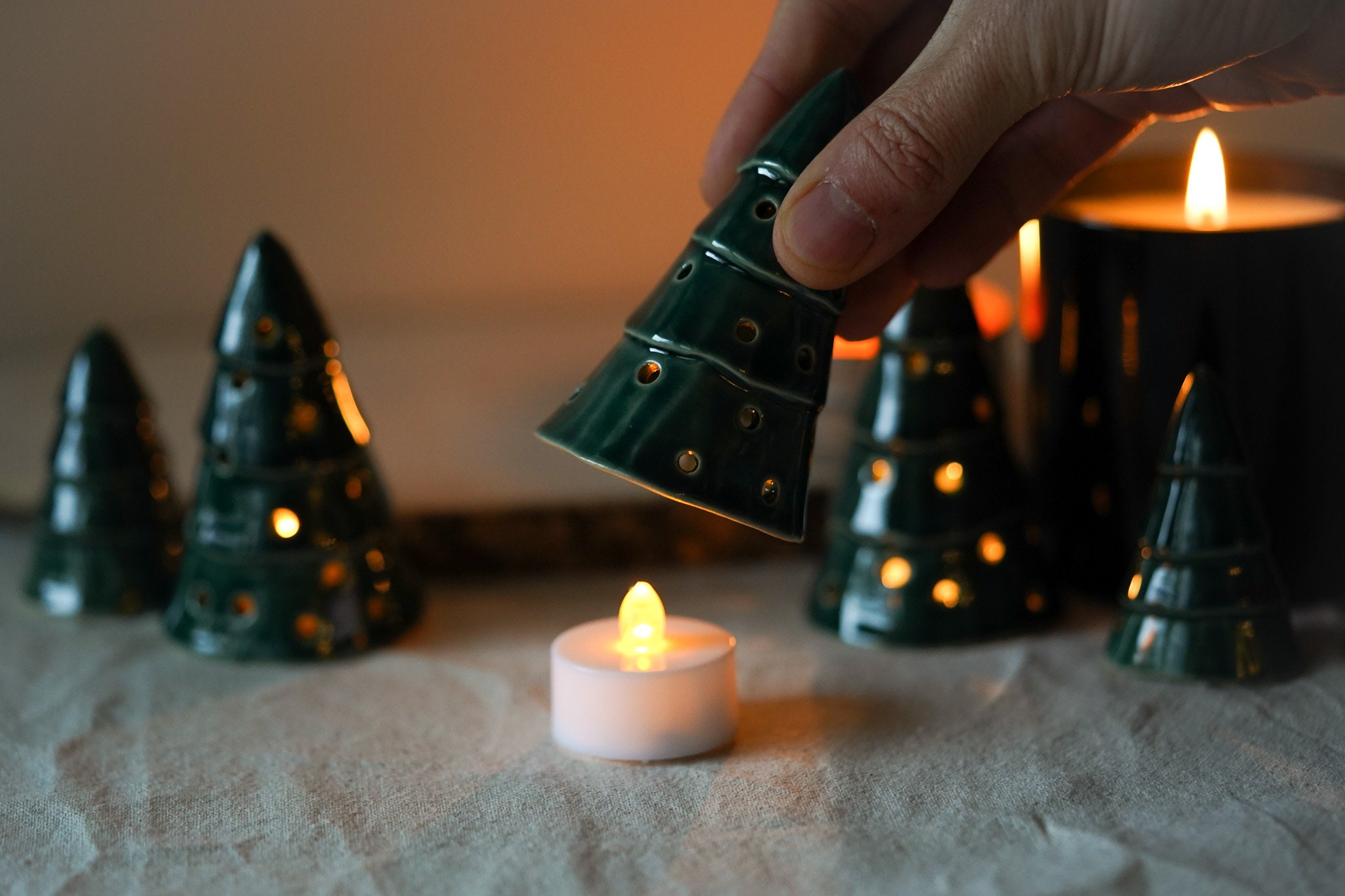 Handmade Green Christmas Tree Tea Light Holder - Etsy