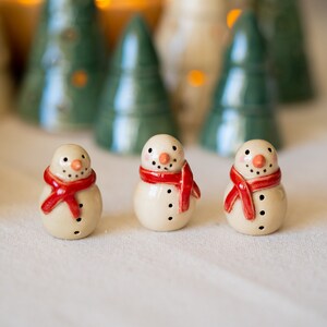 Set of Three Handmade Ceramic Snowmen - Etsy