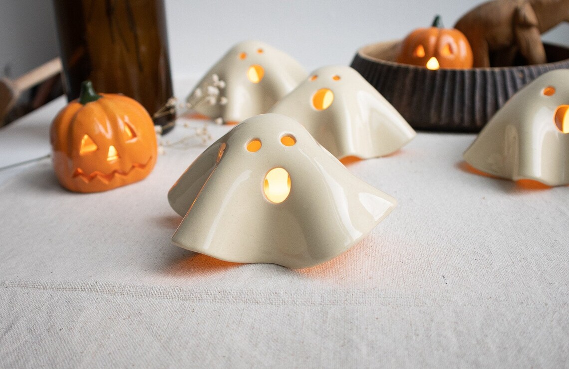 Handmade Ceramic Ghost Tea Light Holder | Etsy