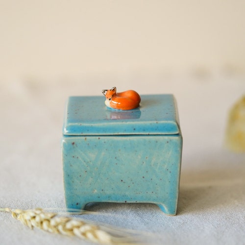 Handmade Ceramic Box With Fox - Etsy