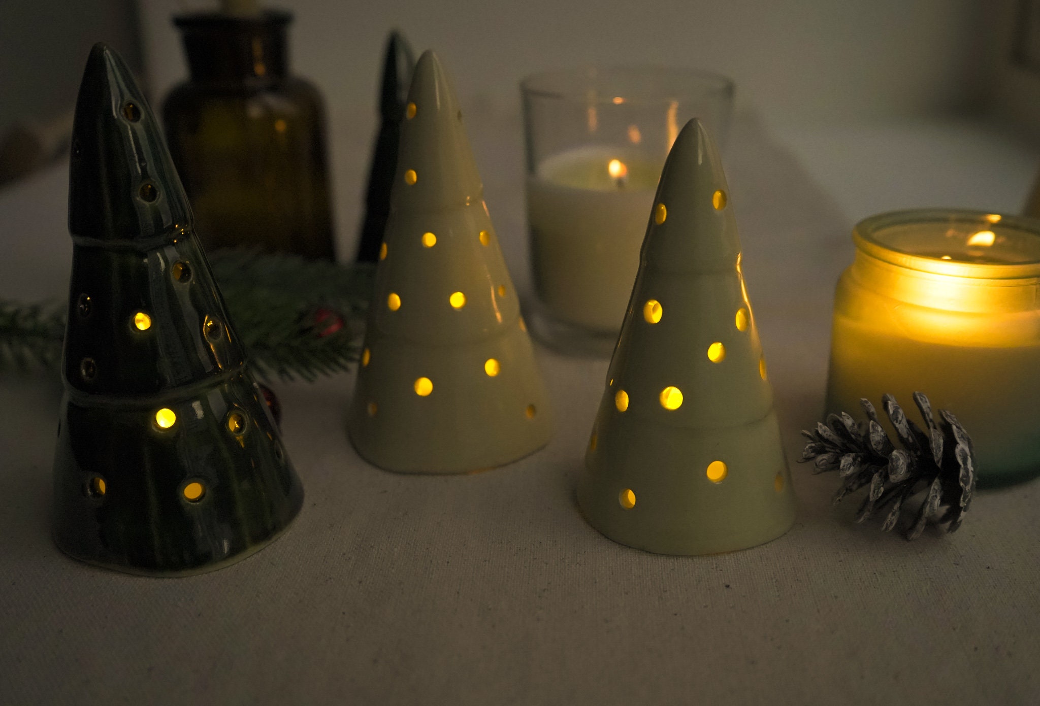 Handmade Green Christmas Tree Tea Light Holder | Etsy