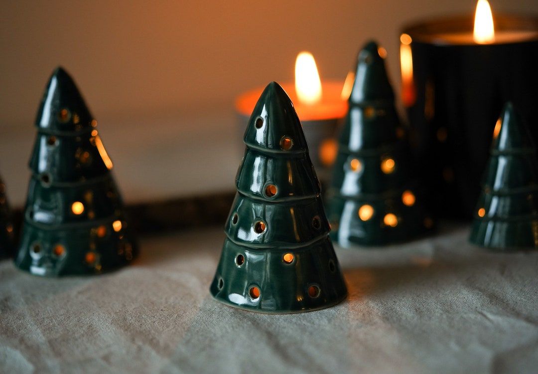 Handmade Green Christmas Tree Tea Light Holder - Etsy