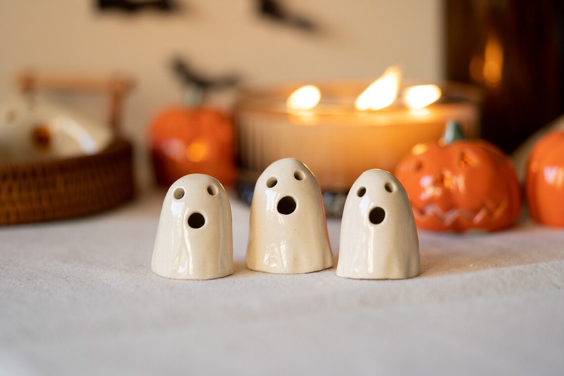 Set of Three Handmade Ceramic Ghosts - Etsy