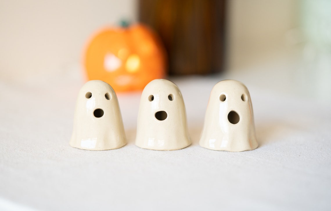 Set of Three Handmade Ceramic Ghosts - Etsy