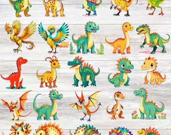 25 Dinosaur Clipart, Cute Dinos Clipart, Scrapbook Printable Commercial ...