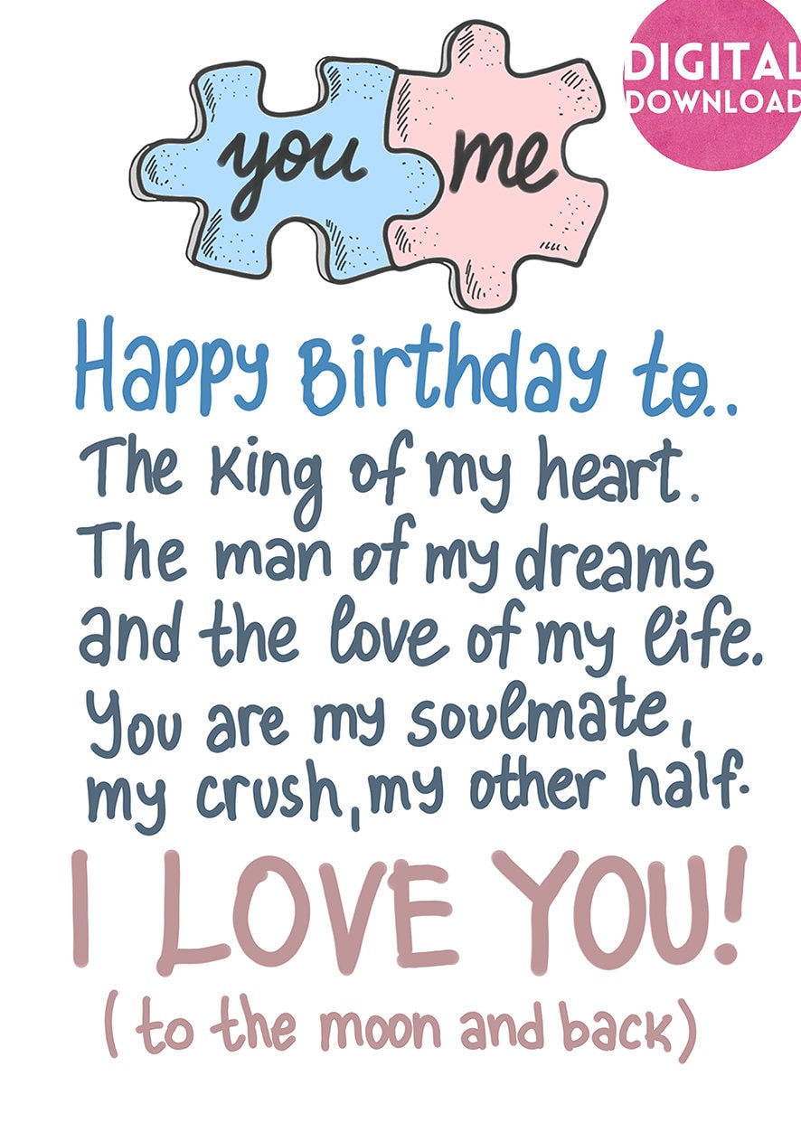 Printable Happy Birthday Husband Card| Greeting Card for My Husband ...
