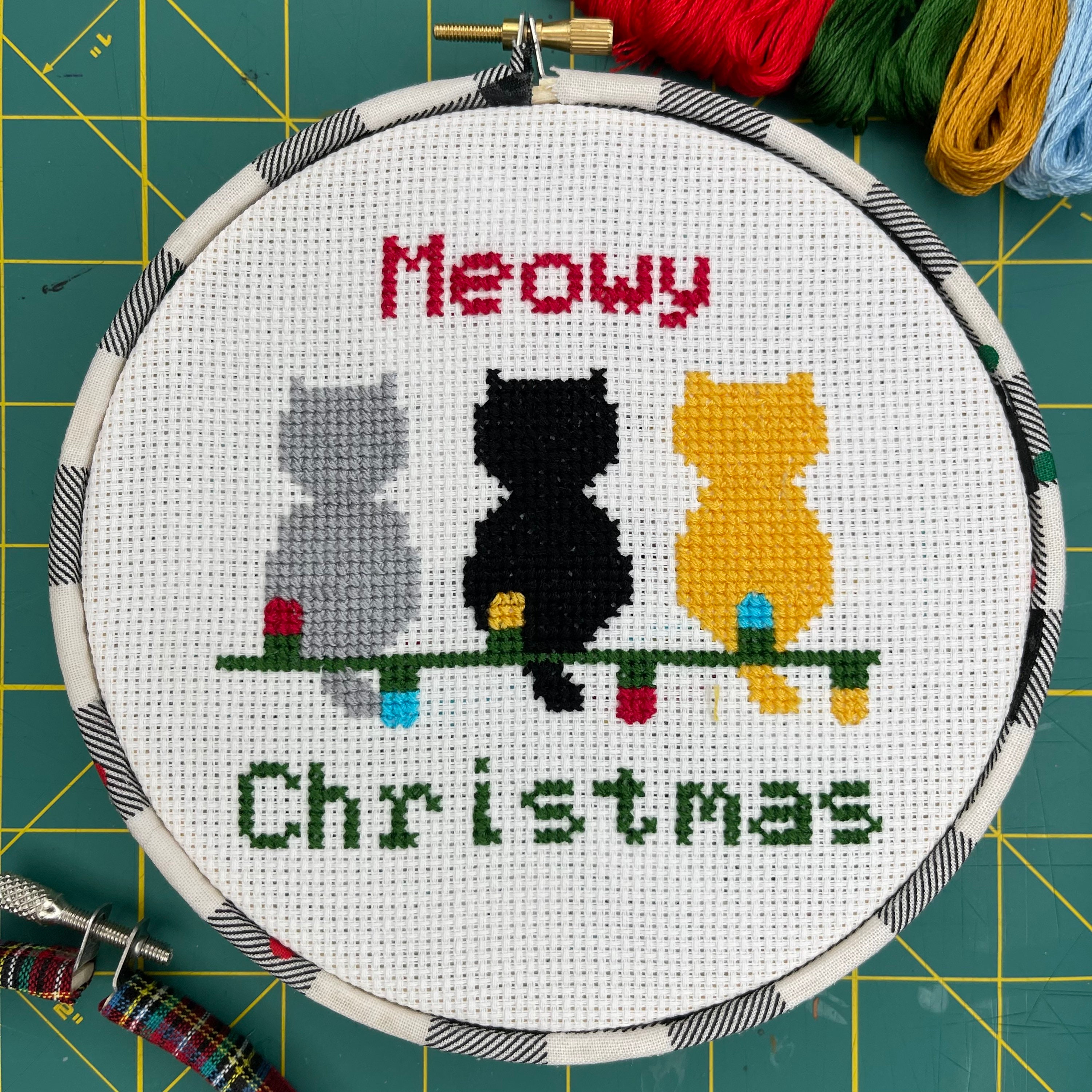 Christmas Cat Cross Stitch Pattern Meowy Christmas Counted - Etsy