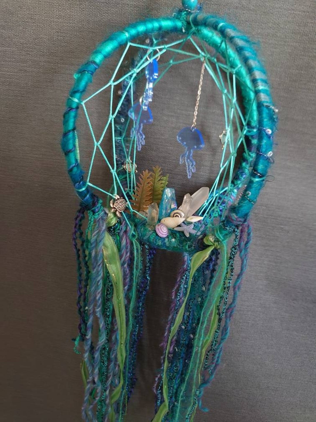Ocean Orb Dreamcatcher Jellyfish Turquoise - Etsy
