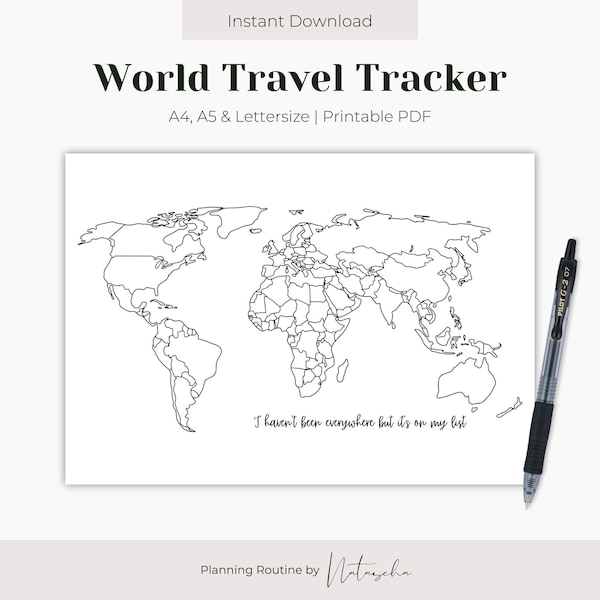 World Map Printable Bullet Journal - Etsy