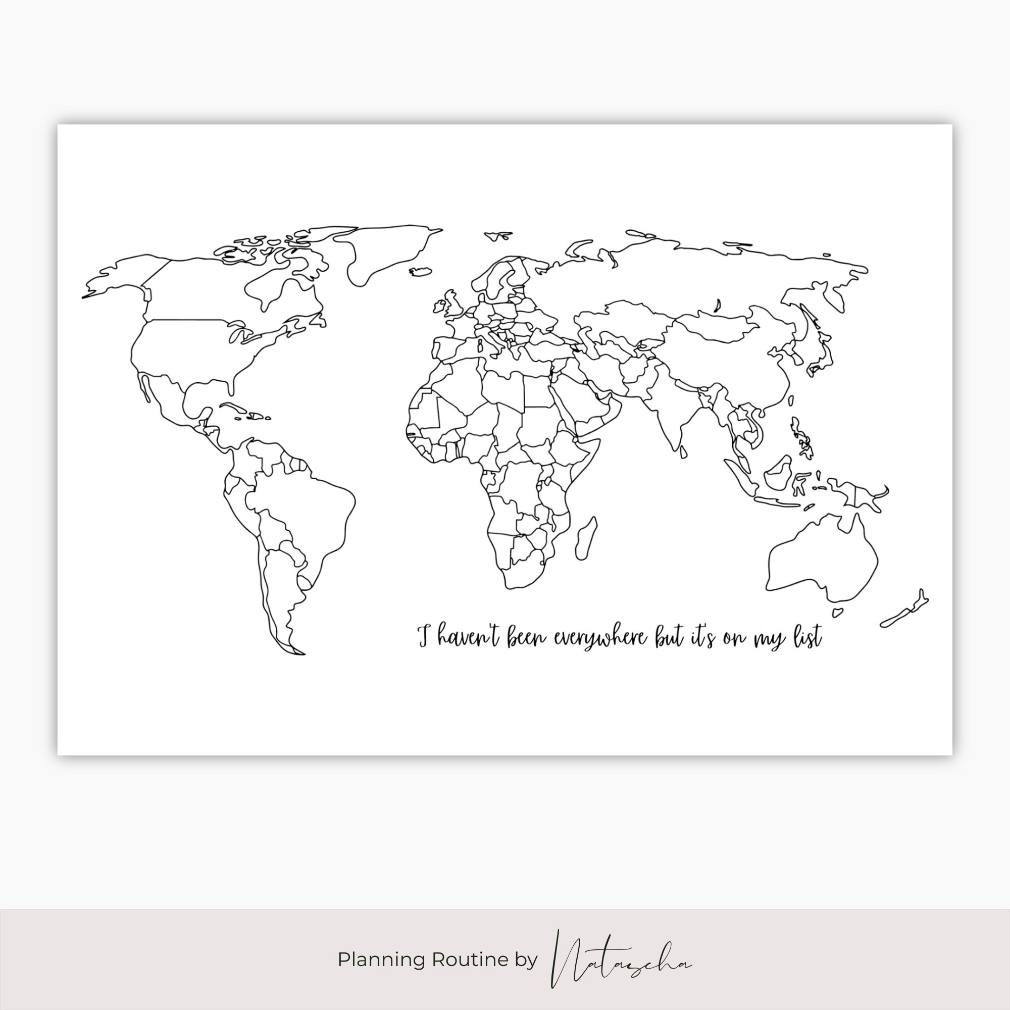 World Travel Tracker Printable, Map of the World Template, World Map ...