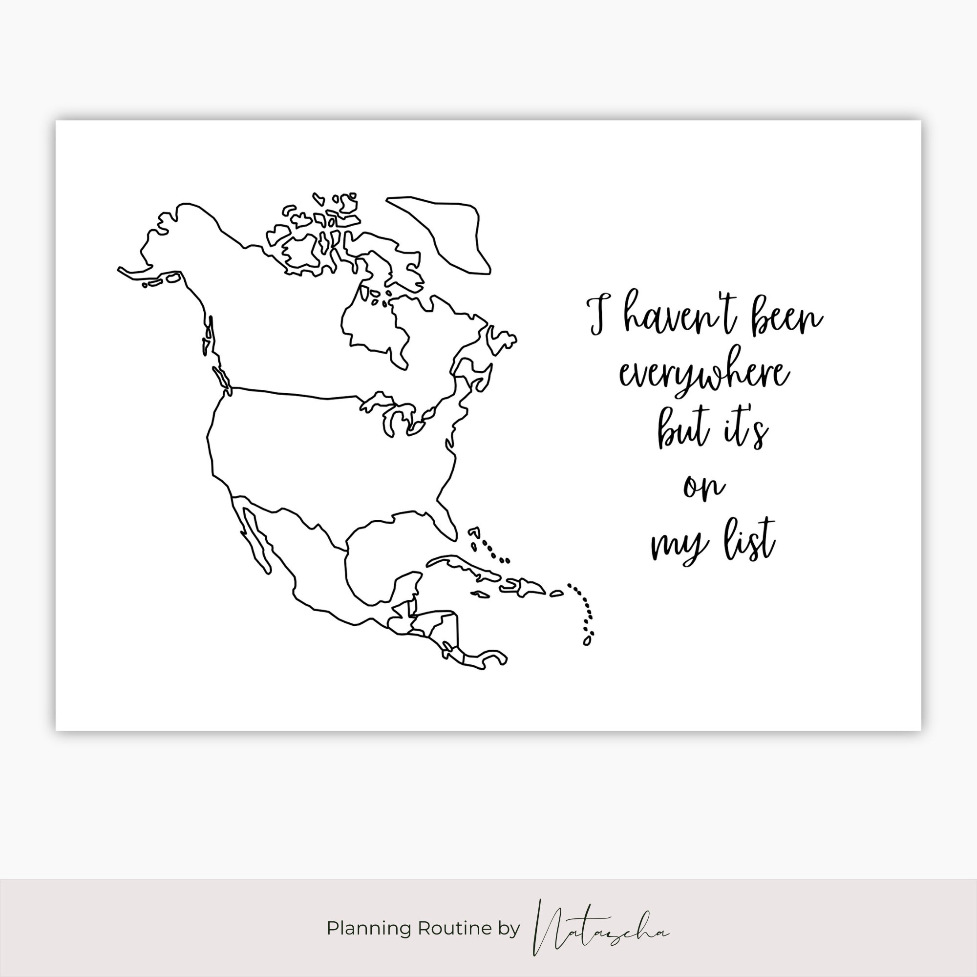 North America Travel Tracker Printable, Coloring Map (digital Download ...