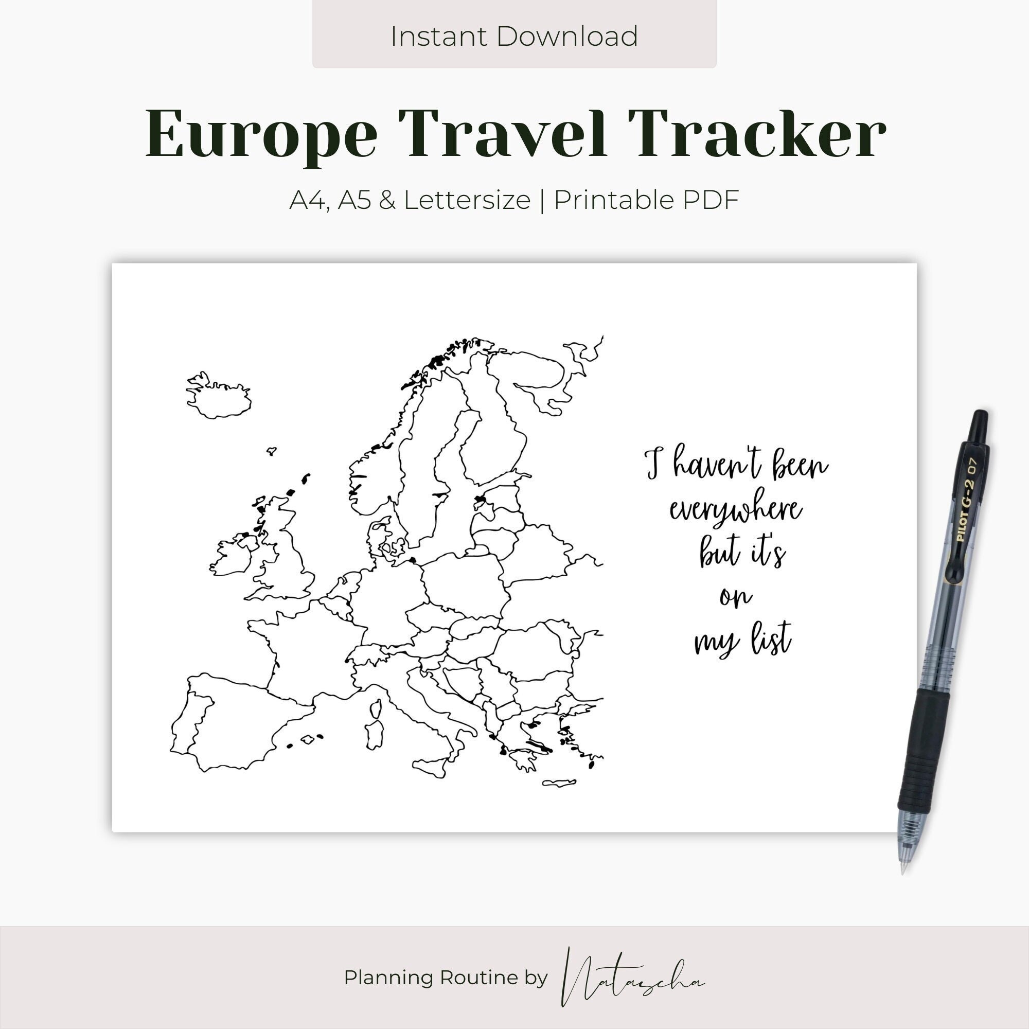 Europe Travel Tracker Printable, Map of Europe Template, Europe Map ...