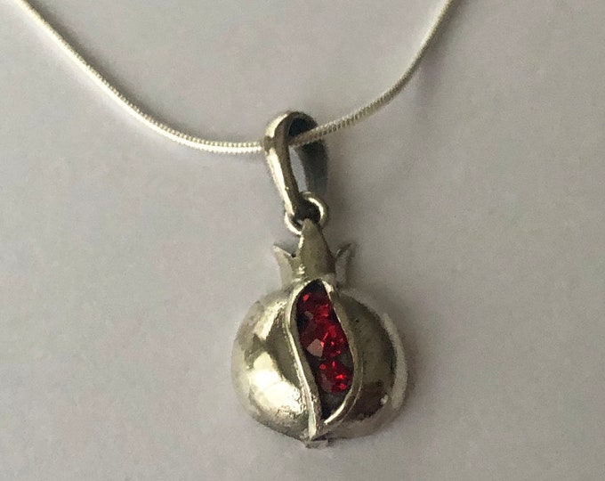 Silver Pomegranate Pendant Granada II Pomegranate Necklace Sterling ...