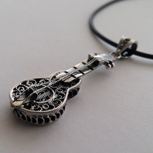 Guitar Necklace - Guitar Pendant La Guitarra Española - Sterling Silver ...