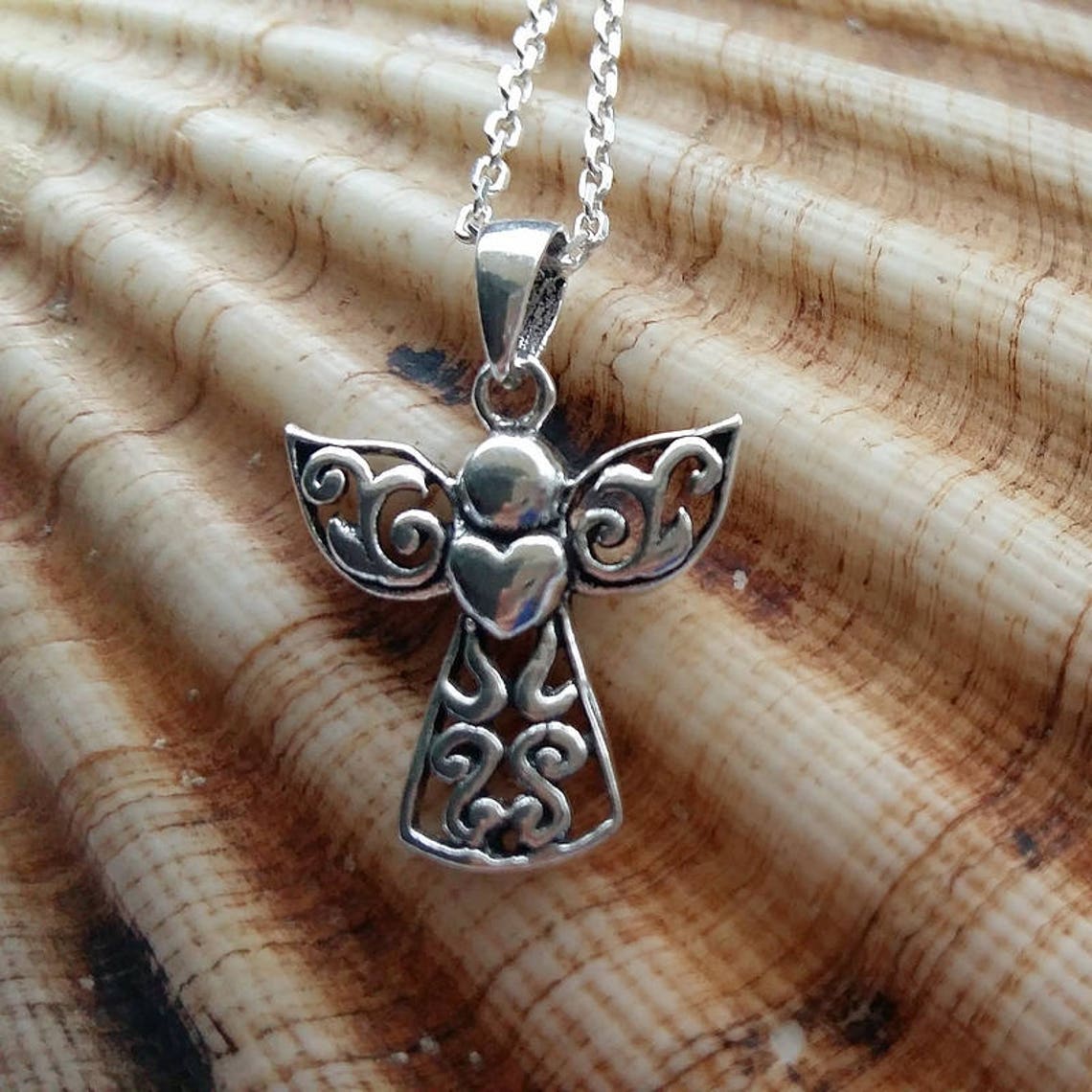 Angel Pendant Angel Corazon - Sterling Silver Pendant - Angel Necklace ...
