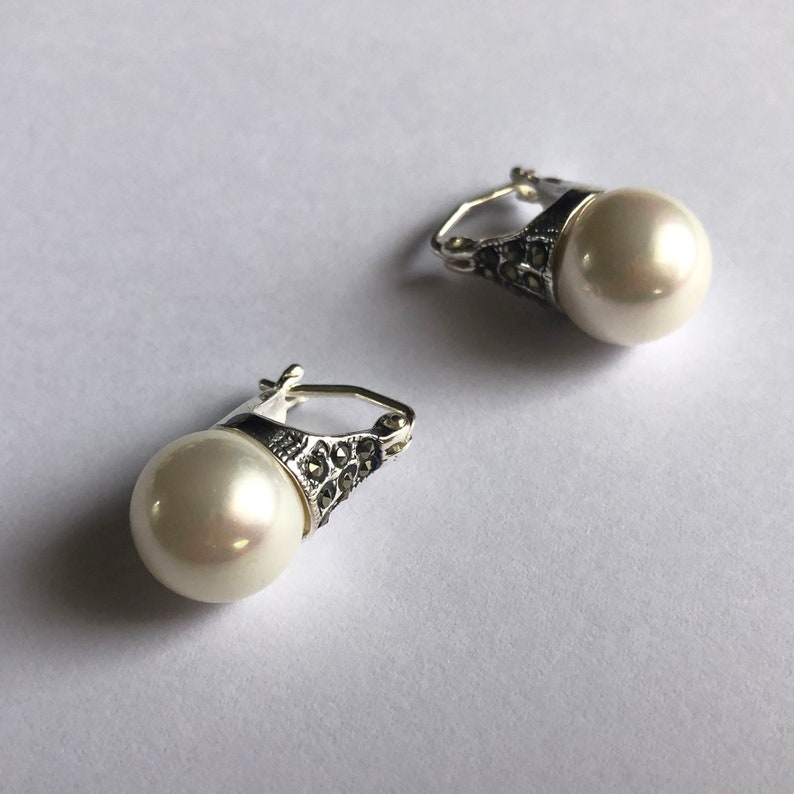 Pearl Earrings Lady D Perla - Pearl Jewelry - Sterling Silver Earrings ...