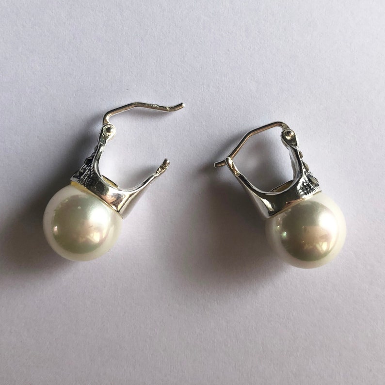 Pearl Earrings Lady D Perla - Pearl Jewelry - Sterling Silver Earrings ...