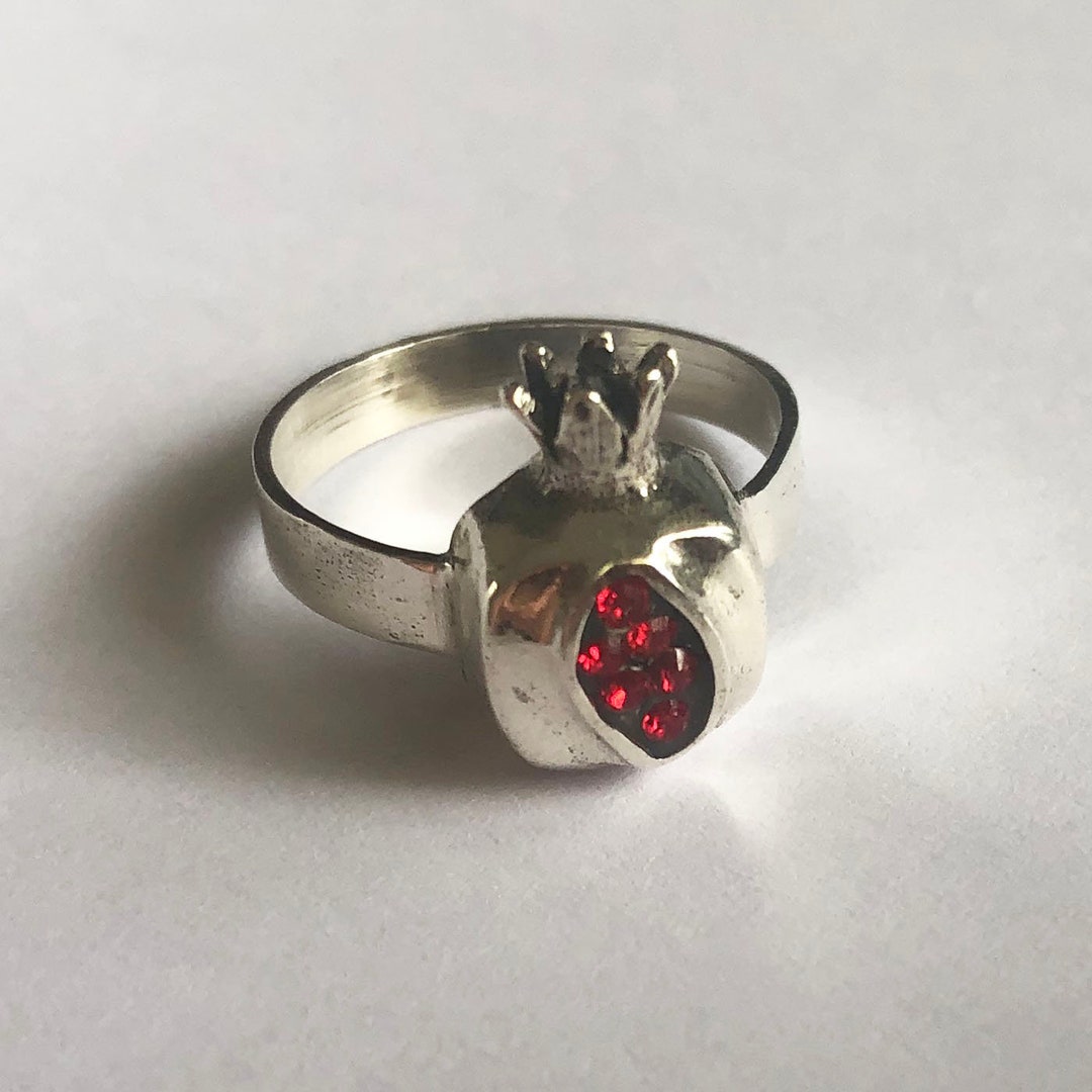 Silver Pomegranate Ring Granada - Pomegranate Jewelry - Fruit Jewelry ...