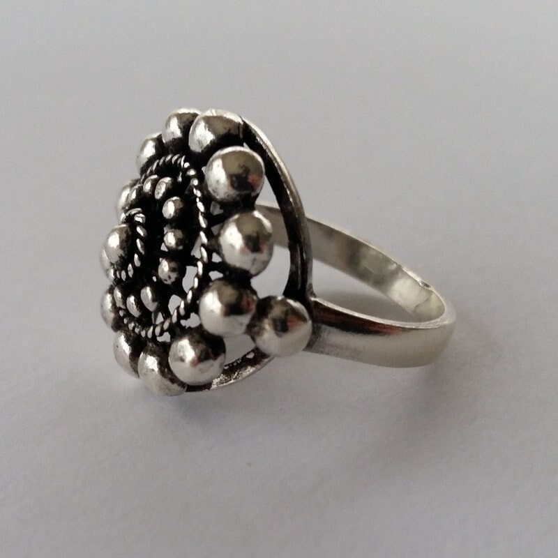 Historic Charro Button Ring - Sterling Silver Ring - Traditional ...