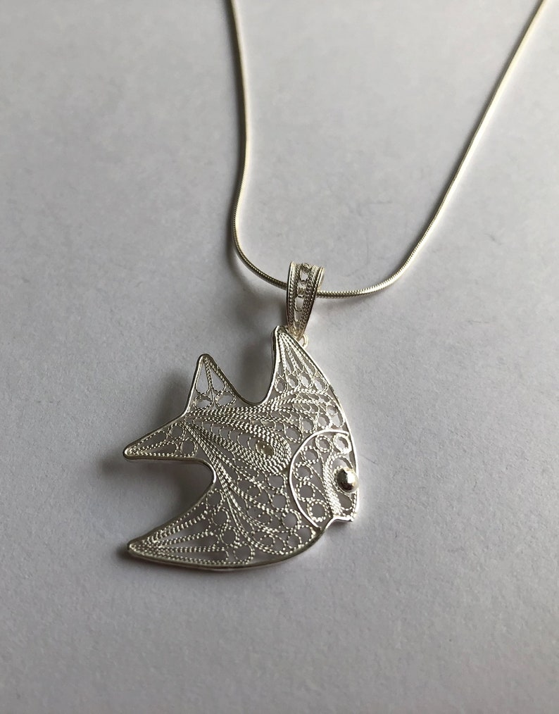 Fish Pendant Necklace Pez Filigrana Fish Necklace Filigree - Etsy