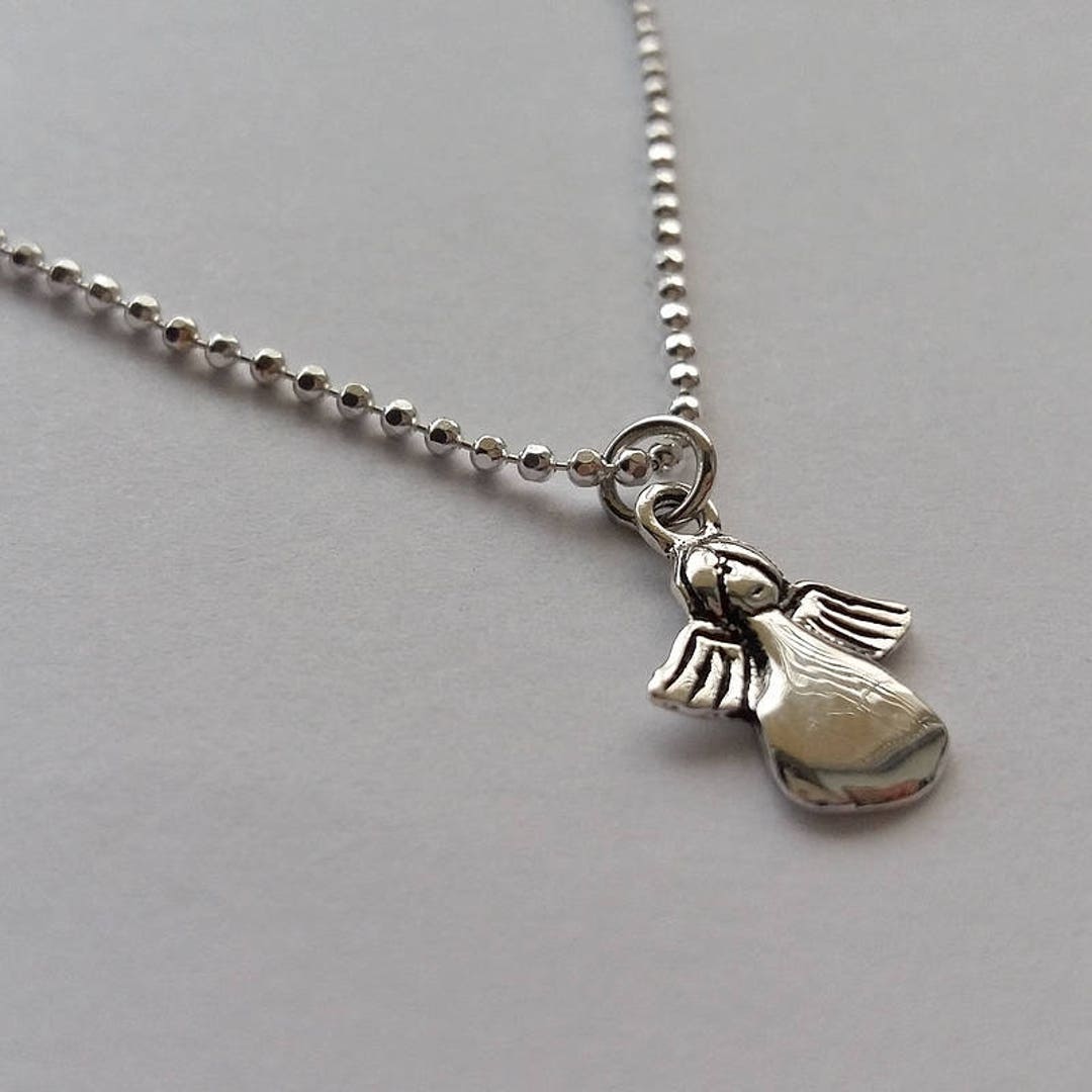 Tiny Angel Pendant - Silver Angel Necklace - Sterling Silver Necklace ...