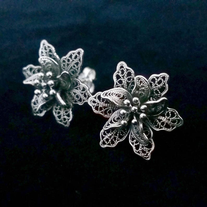 Flower Earrings Flor De Amor - Filigree Earrings - Flower Jewelry ...