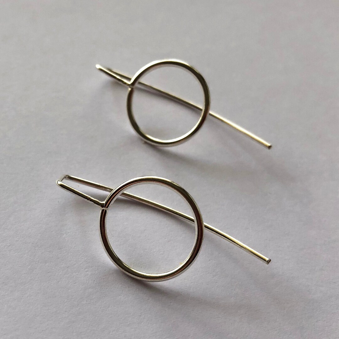 Silver Long Stem Earrings Karma Circle - Silver Earrings - Karma Circle ...