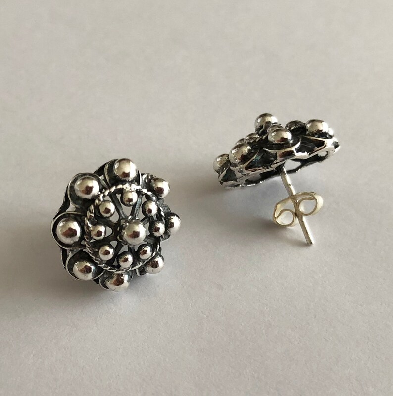 Large Silver Stud Earrings Charro - Charro Earrings - Sterling Silver ...