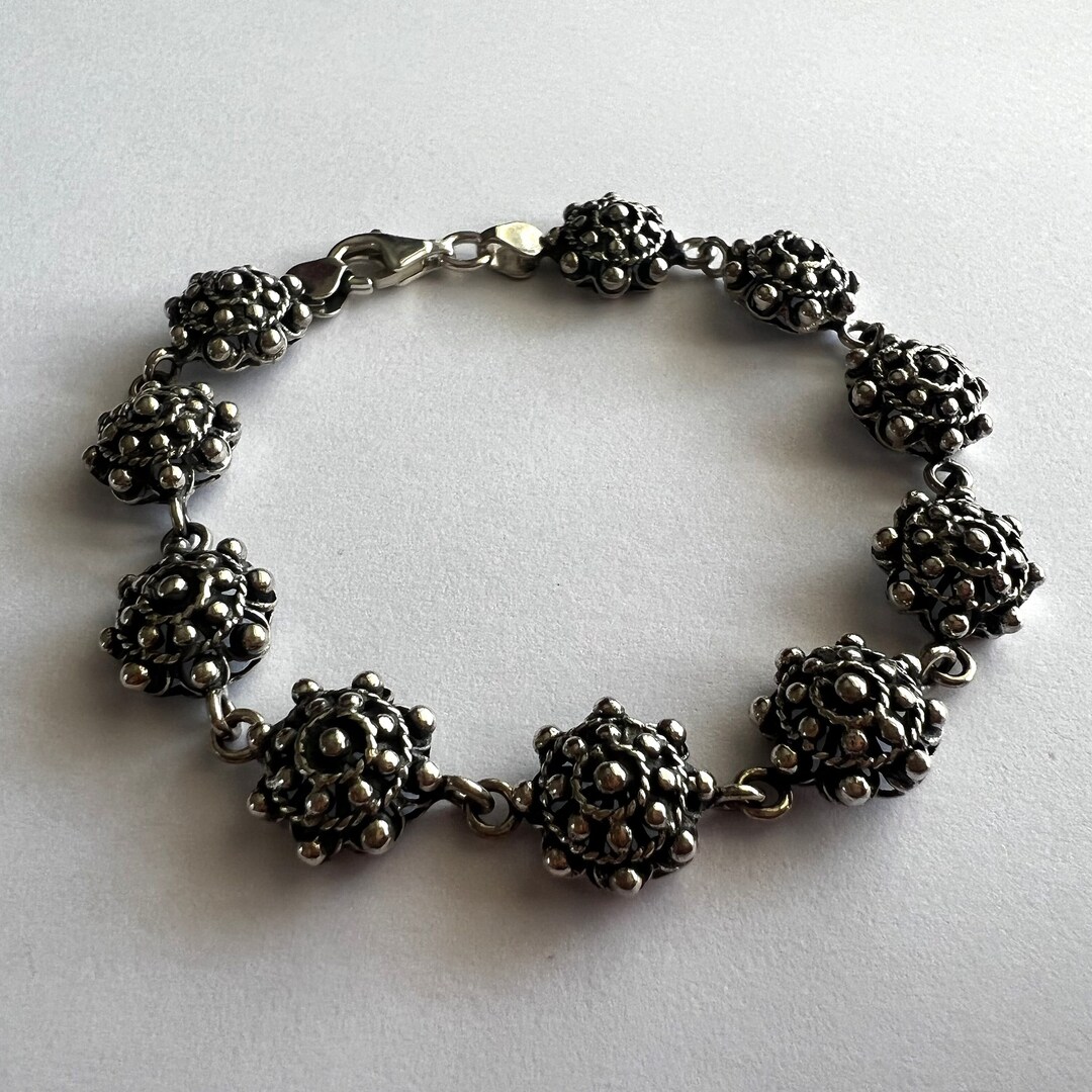 Silver Bracelet Charro Mediano - Silver Bracelet - Charro Button ...