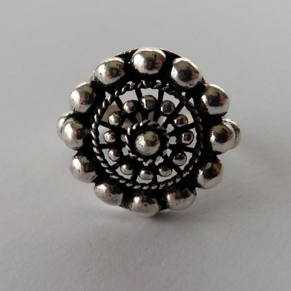 Historic Charro Button Ring Sterling Silver Ring Traditional | Etsy