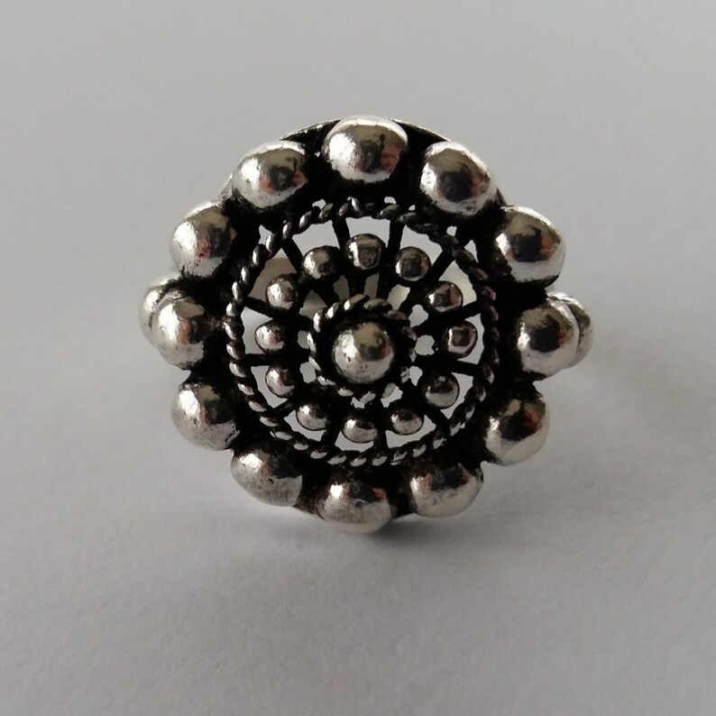 Historic Charro Button Ring - Sterling Silver Ring - Traditional ...