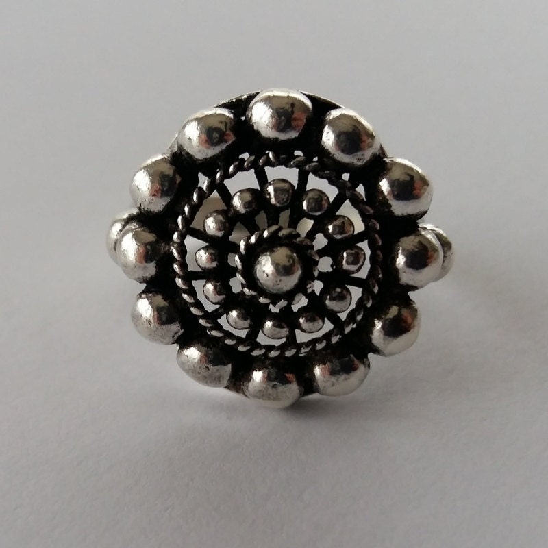 Historic Charro Button Ring - Sterling Silver Ring - Traditional ...