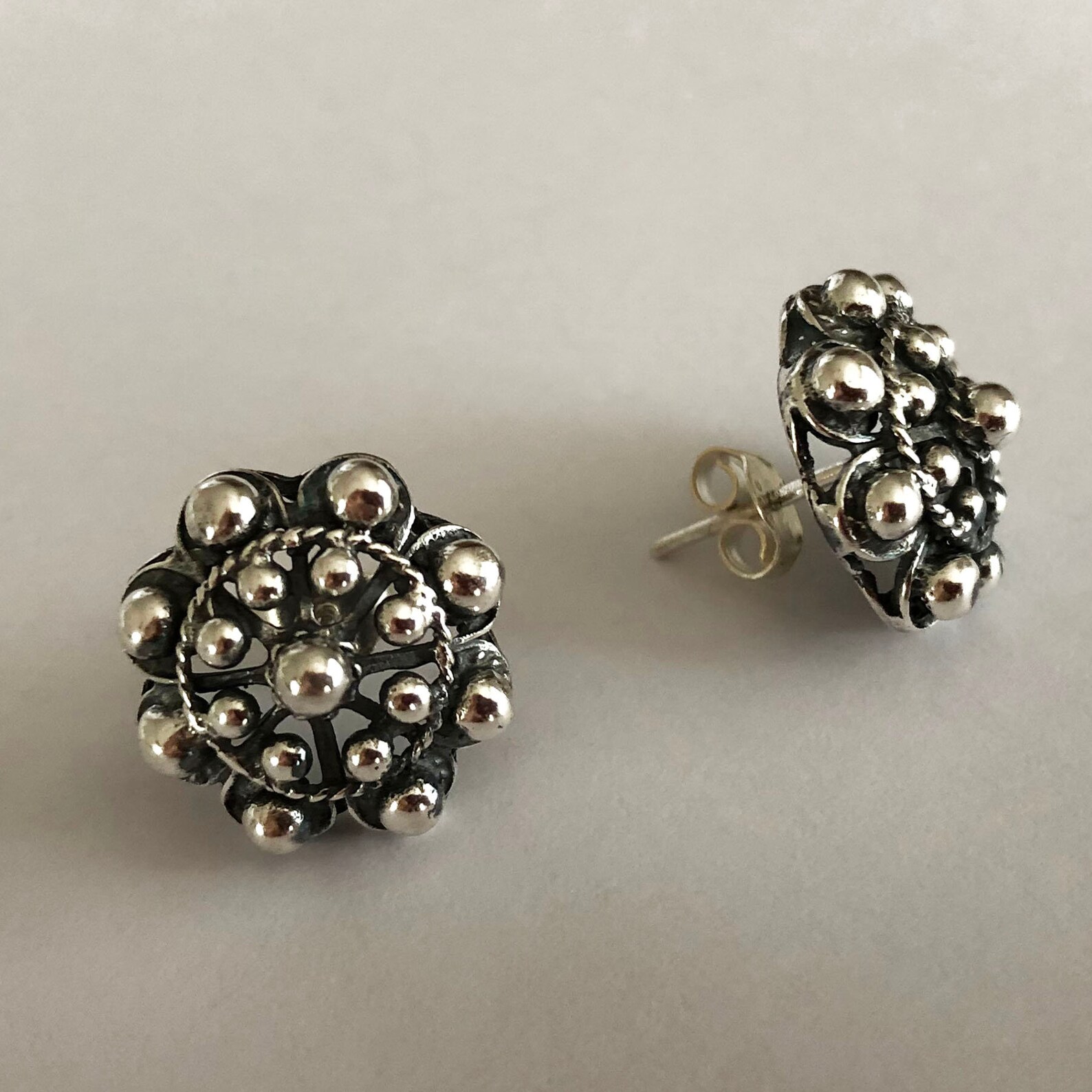 Large Silver Stud Earrings Charro - Charro Earrings - Sterling Silver ...