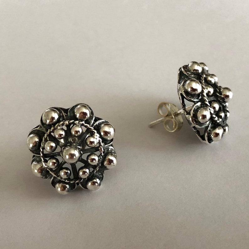 Large Silver Stud Earrings Charro - Charro Earrings - Sterling Silver ...