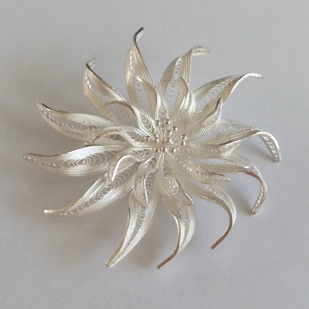 Flower Brooch Flor Grande Filigree Brooch Sterling Silver - Etsy