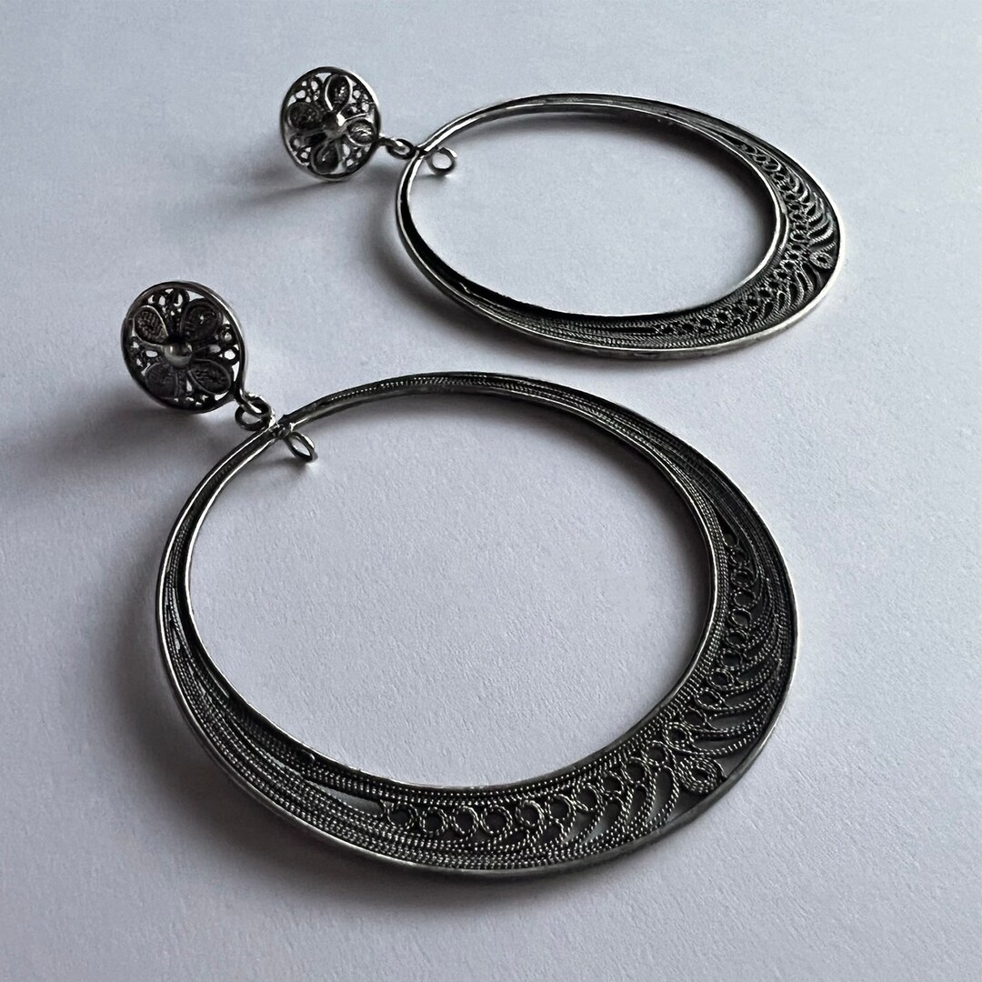 Silver Filigree Earrings Aros Filigrana - Sterling Silver Earrings ...