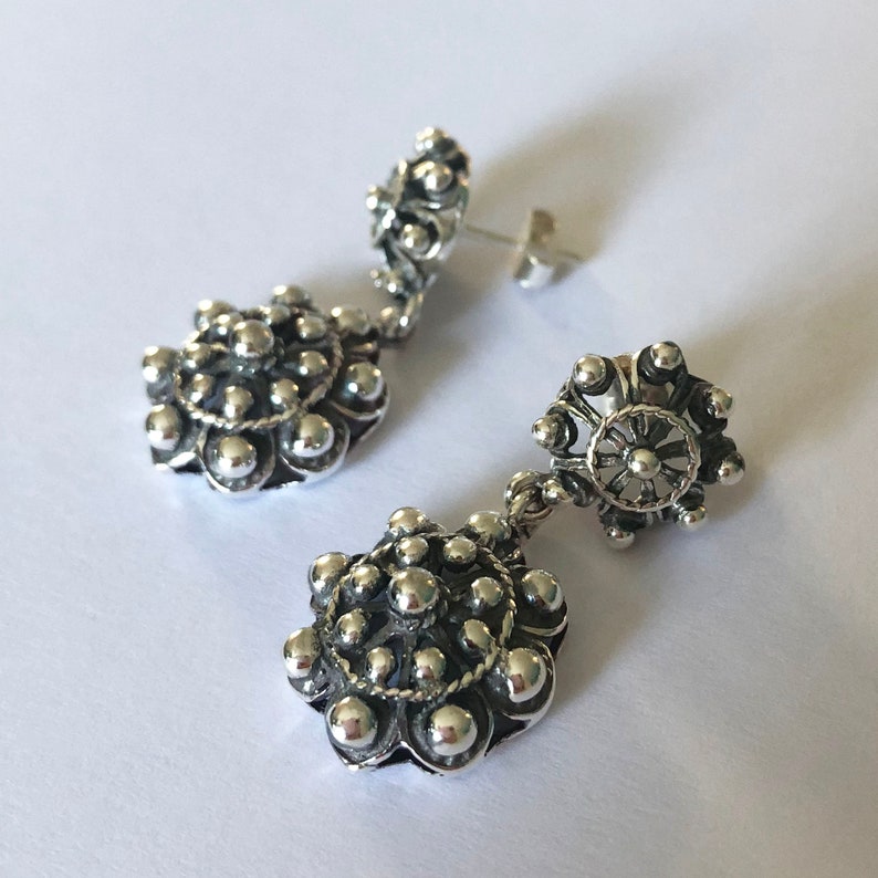 Sterling Silver Charro Button Dangle Earrings Charro Doble – Spanish ...