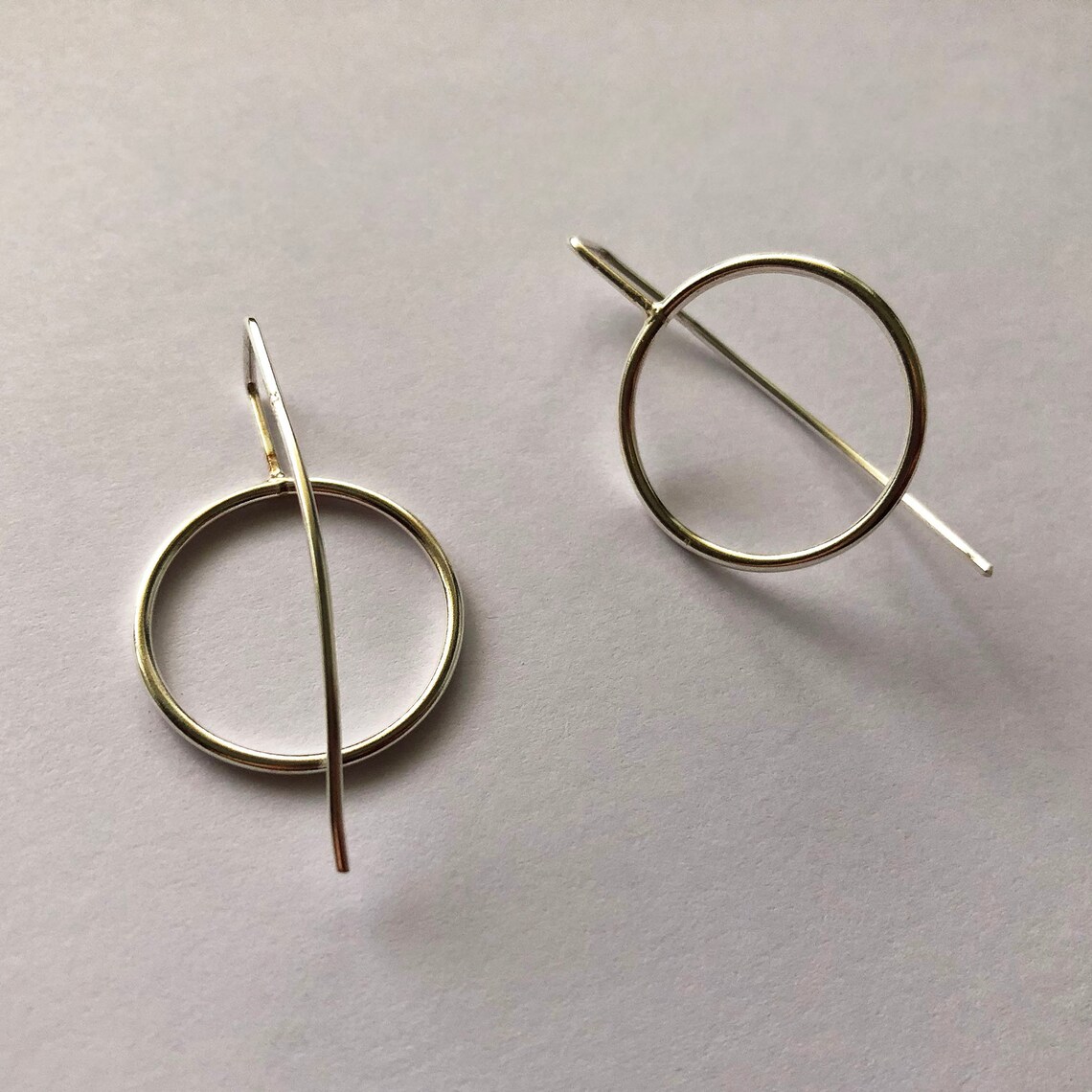 Silver Long Stem Earrings Karma Circle Silver Earrings | Etsy