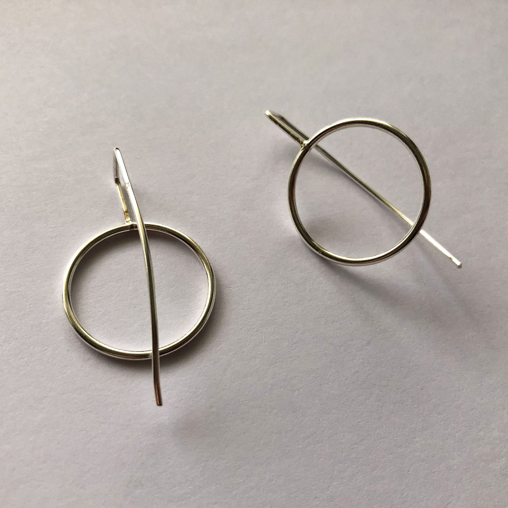 Silver Long Stem Earrings Karma Circle Silver Earrings | Etsy