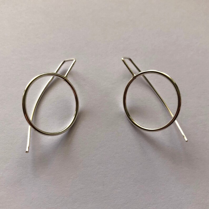 Silver Long Stem Earrings Karma Circle - Silver Earrings - Karma Circle ...
