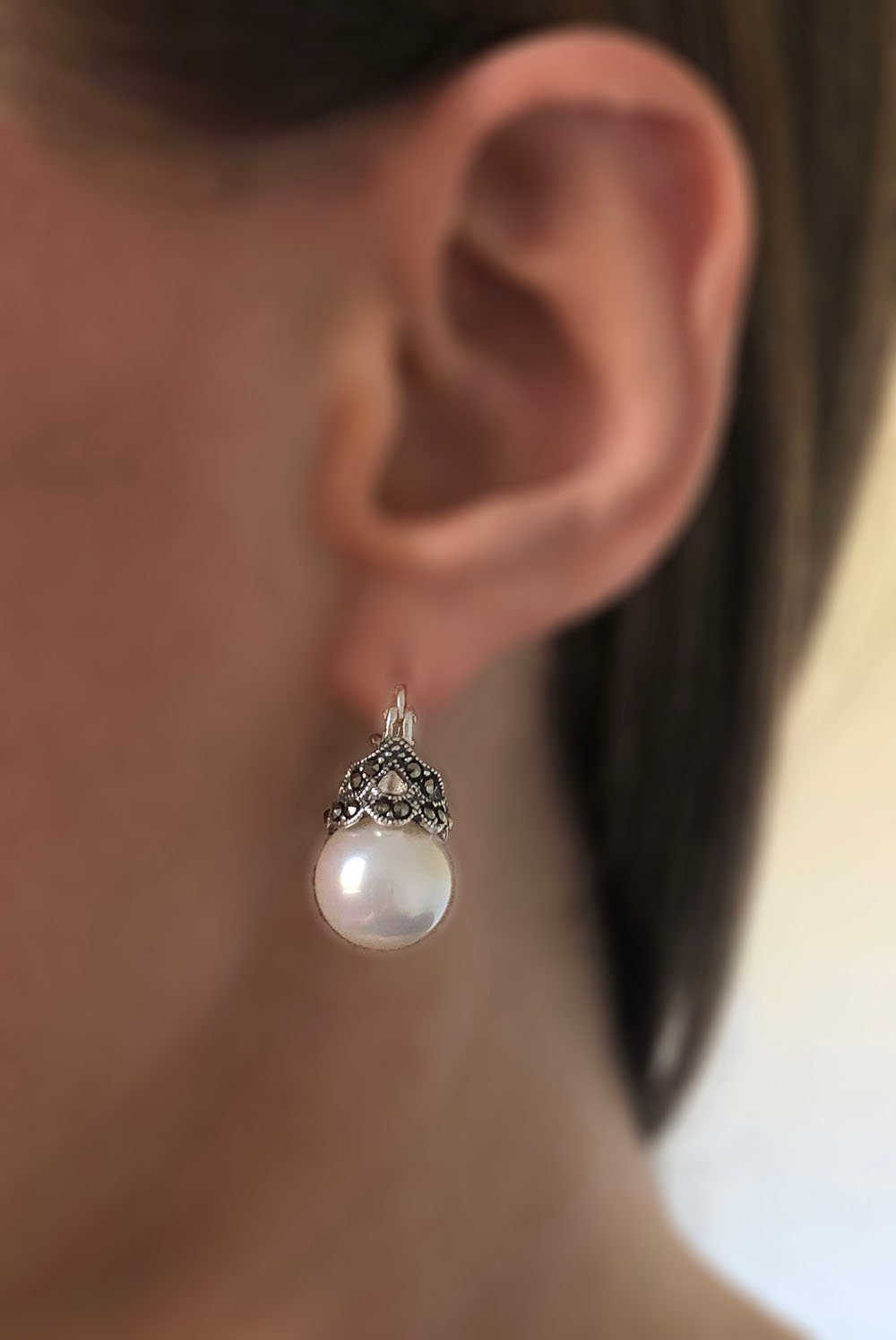 Pearl Earrings Lady D Grande - Sterling Silver Earrings With Pearl ...