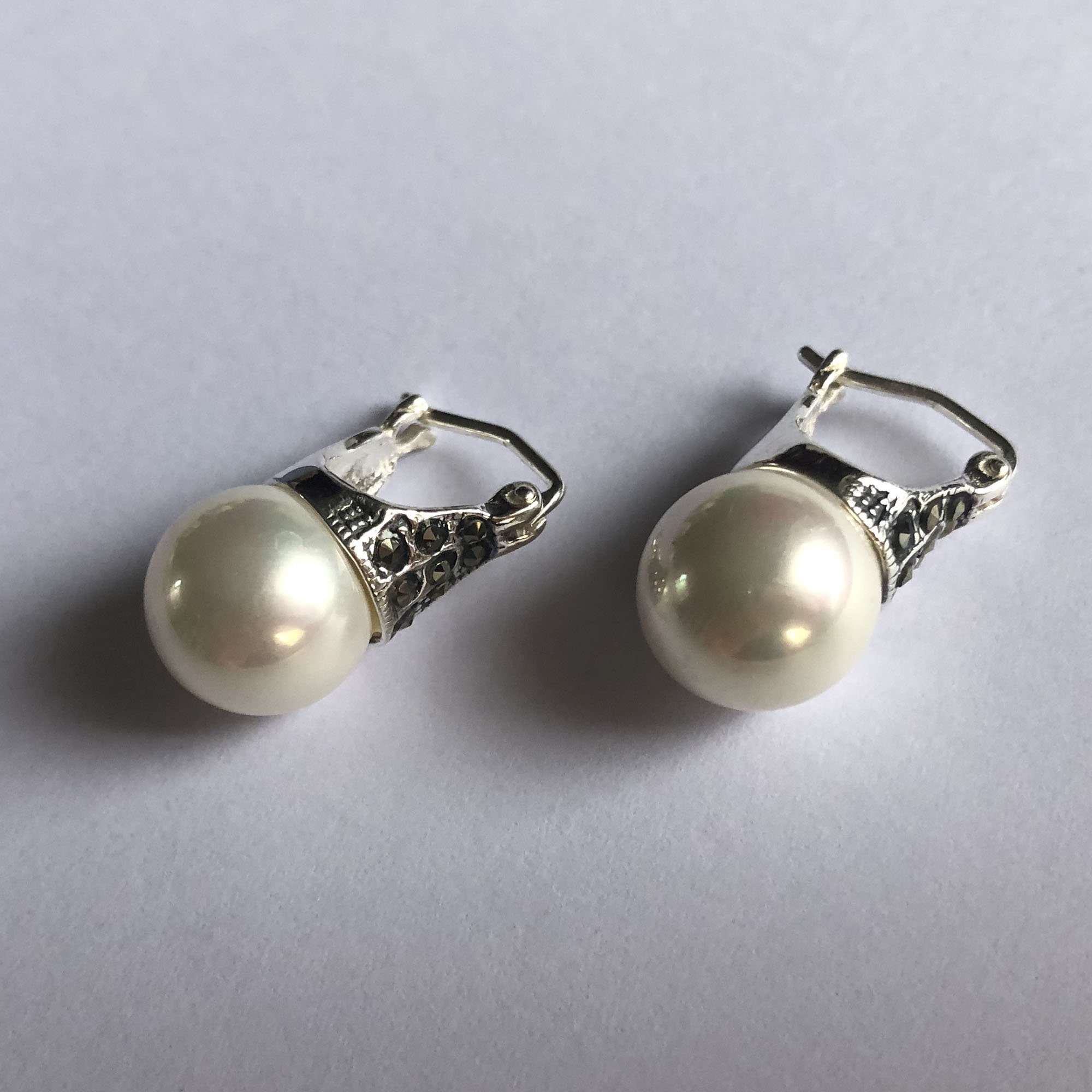 Pearl Earrings Lady D Perla - Pearl Jewelry - Sterling Silver Earrings ...