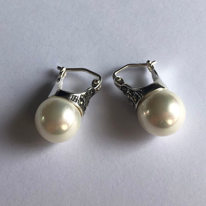 Pearl Earrings Lady D Perla - Pearl Jewelry - Sterling Silver Earrings ...
