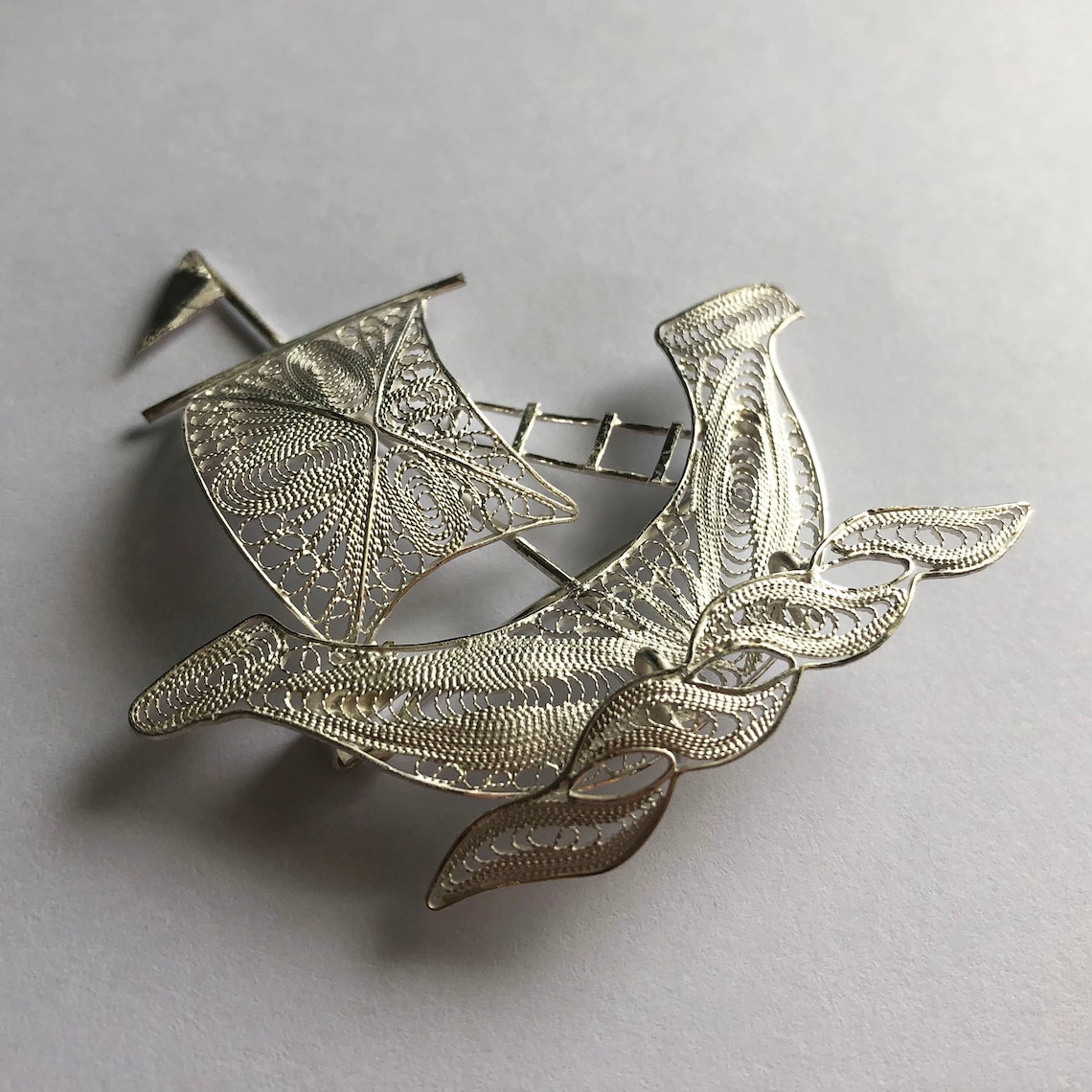 Silver Ship Brooch Barco Light Ship Jewelry Transportation - Etsy