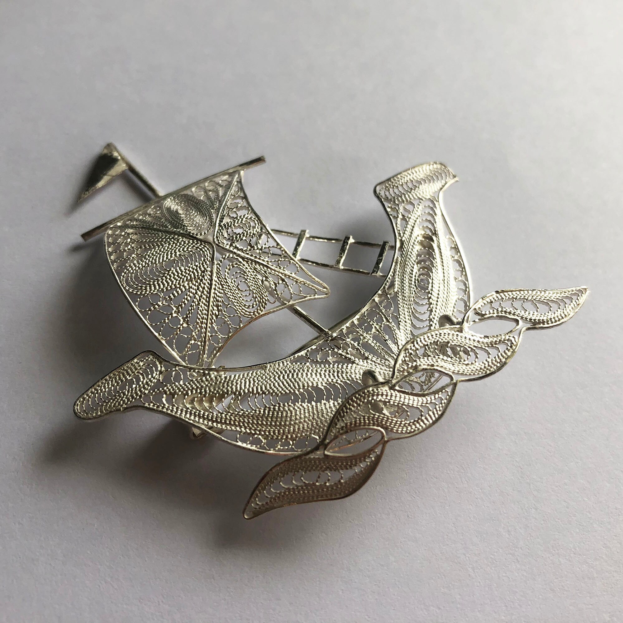 Silver Ship Brooch Barco Light - Ship Jewelry - Transportation Jewelry ...
