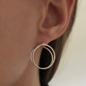 Silver Hoop Earrings Double Hoop - Silver Hoops - Circle Earrings ...