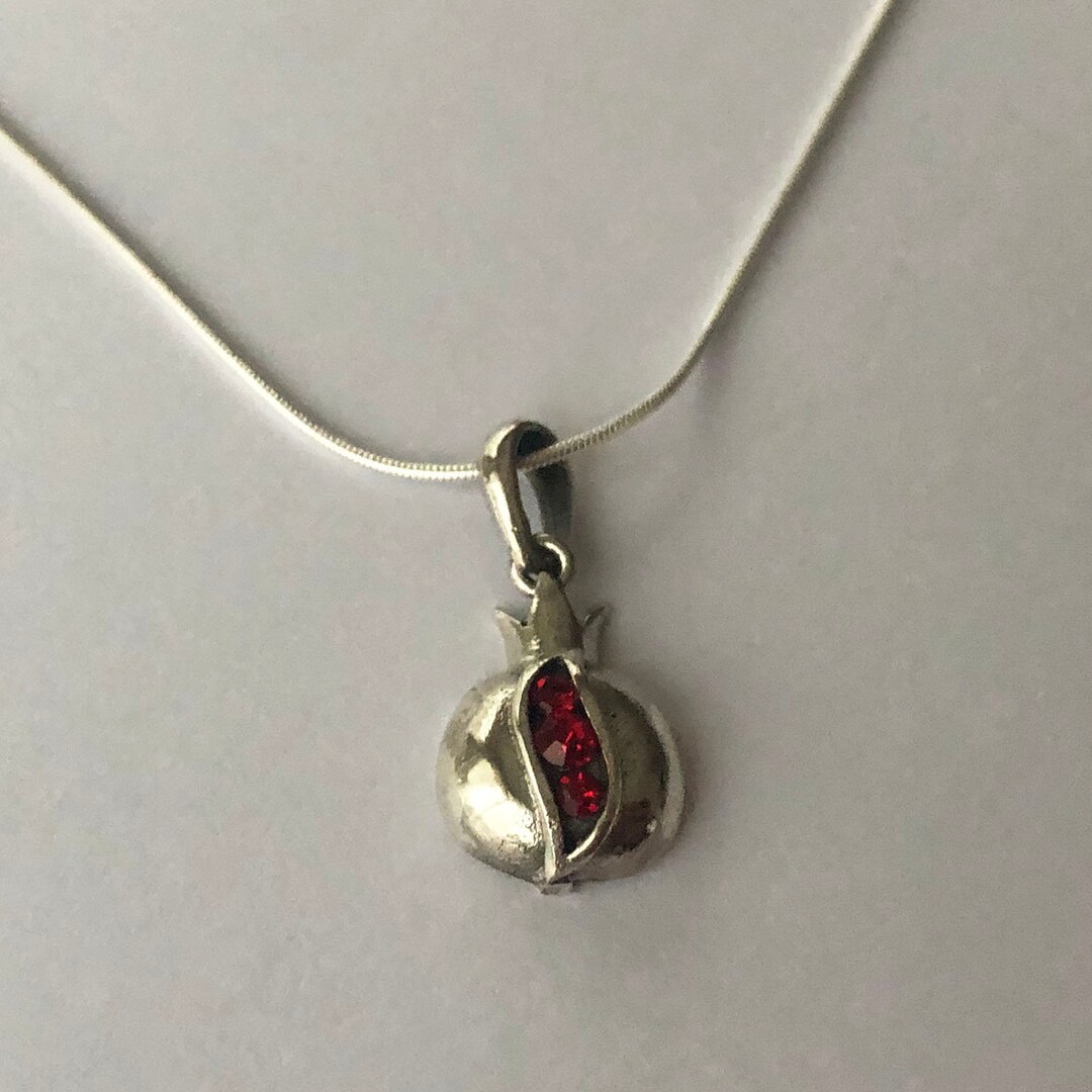 Silver Pomegranate Pendant Granada II - Pomegranate Necklace - Sterling ...