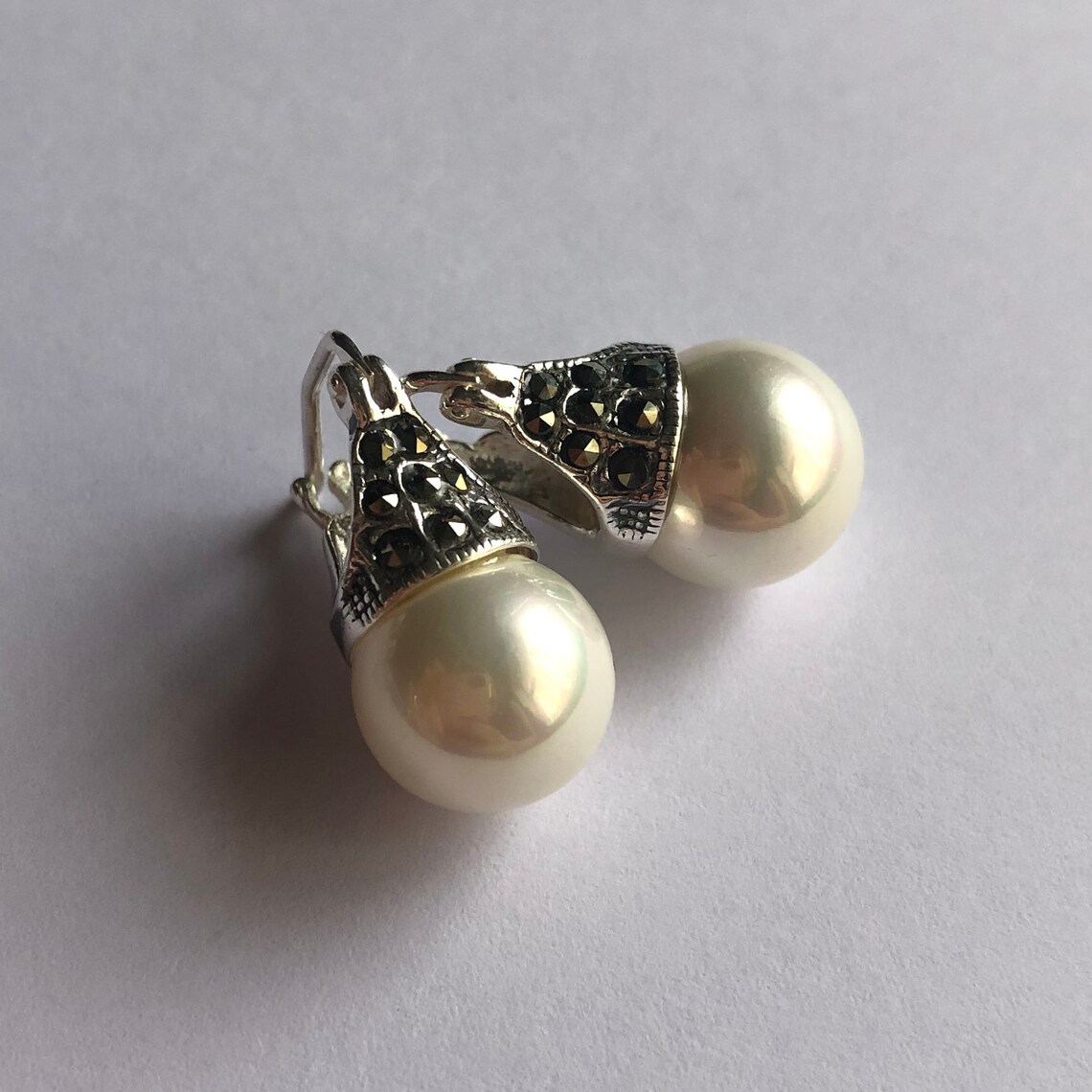 Pearl Earrings Lady D Perla - Pearl Jewelry - Sterling Silver Earrings ...